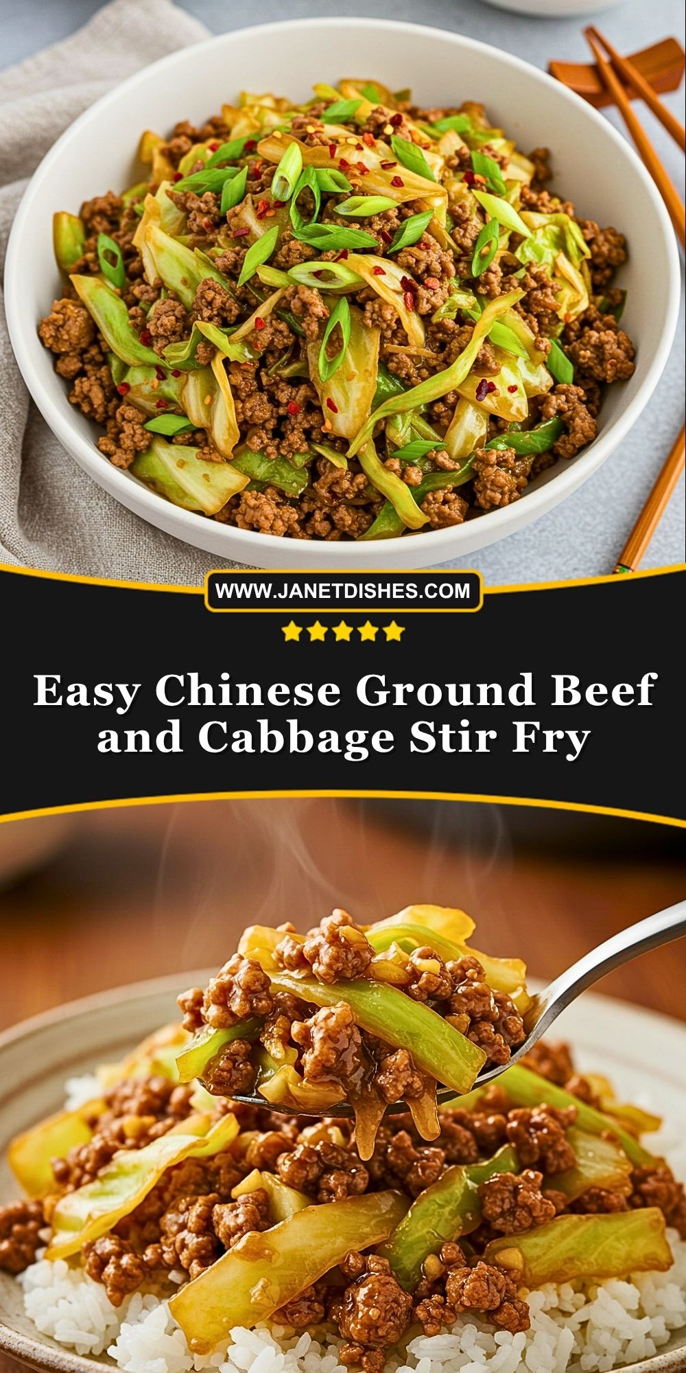 Easy Chinese Ground Beef and Cabbage Stir Fry