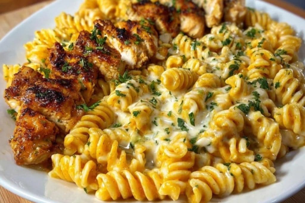 Creamy Velveeta Chicken Rotini with Mozzarella Garlic Sauce
