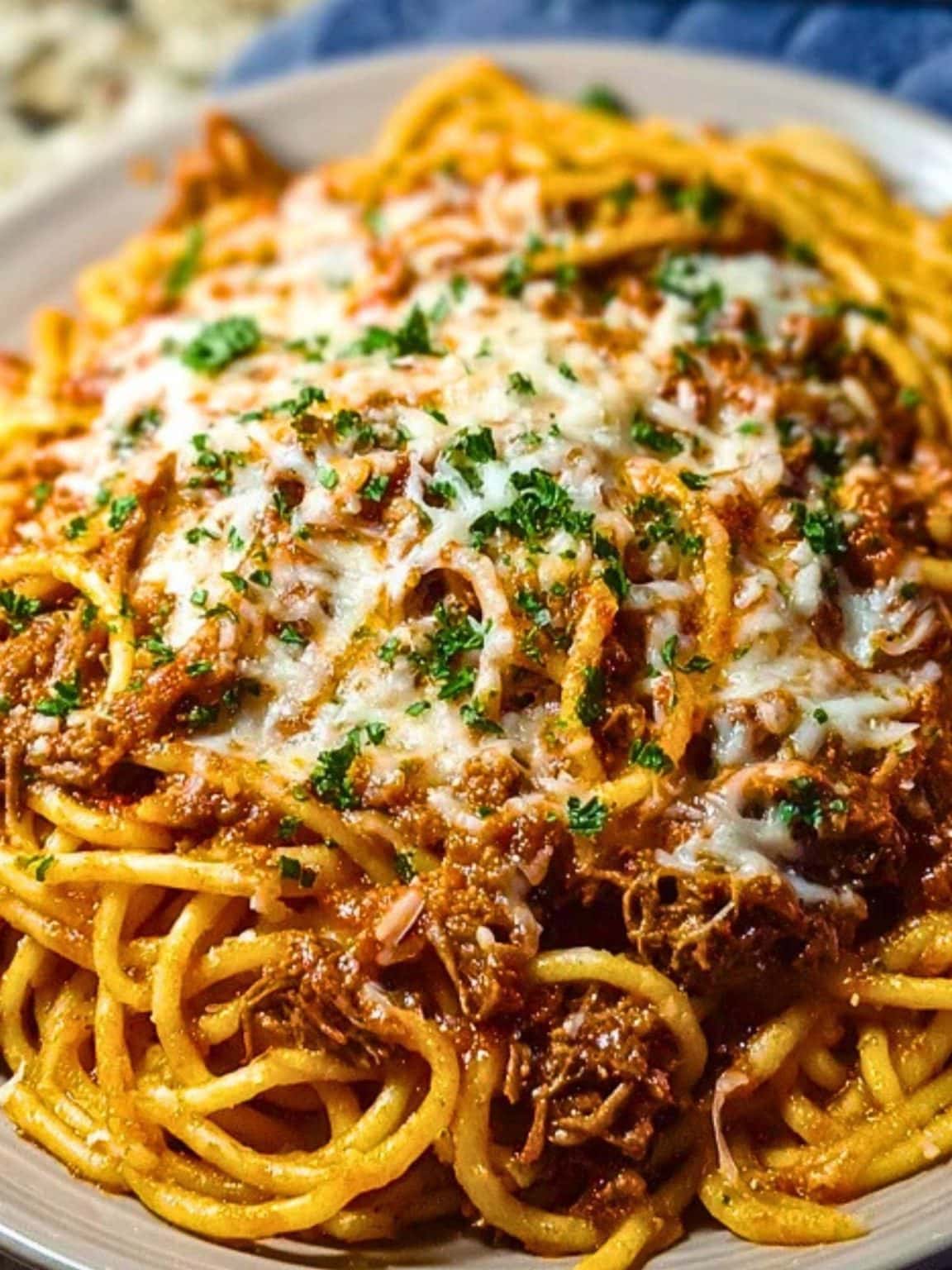 Creamy Velveeta Spaghetti with Italian Beef Marinara