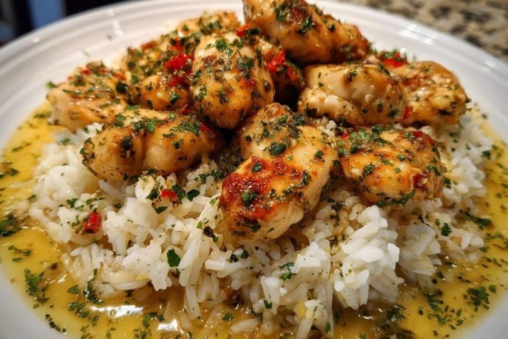 Chicken Scampi with Creamy Garlic Parmesan Rice