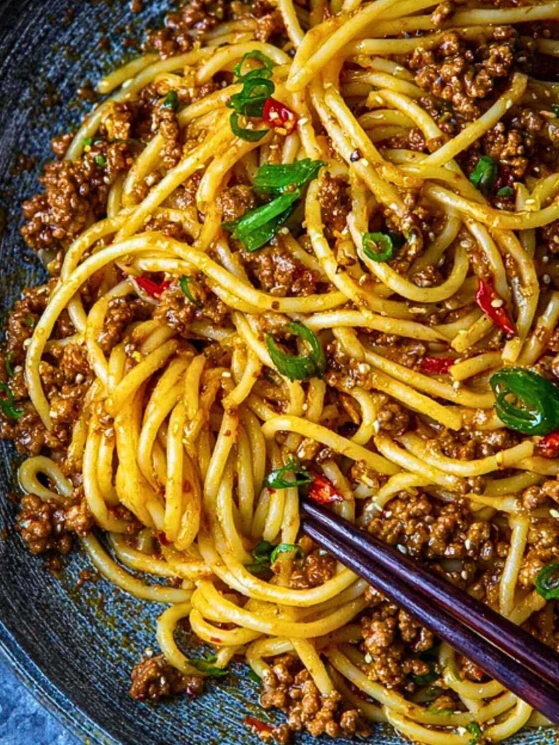 Asian-Style Ground Beef Spaghetti