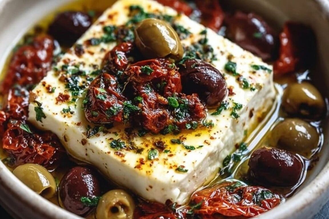 Mediterranean Baked Feta with Olives & Sun-Dried Tomatoes