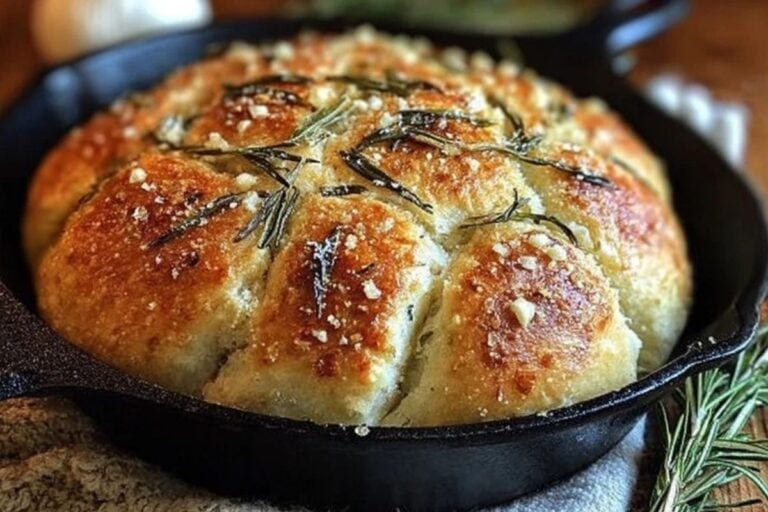 Rustic Garlic Rosemary Skillet Bread Recipe