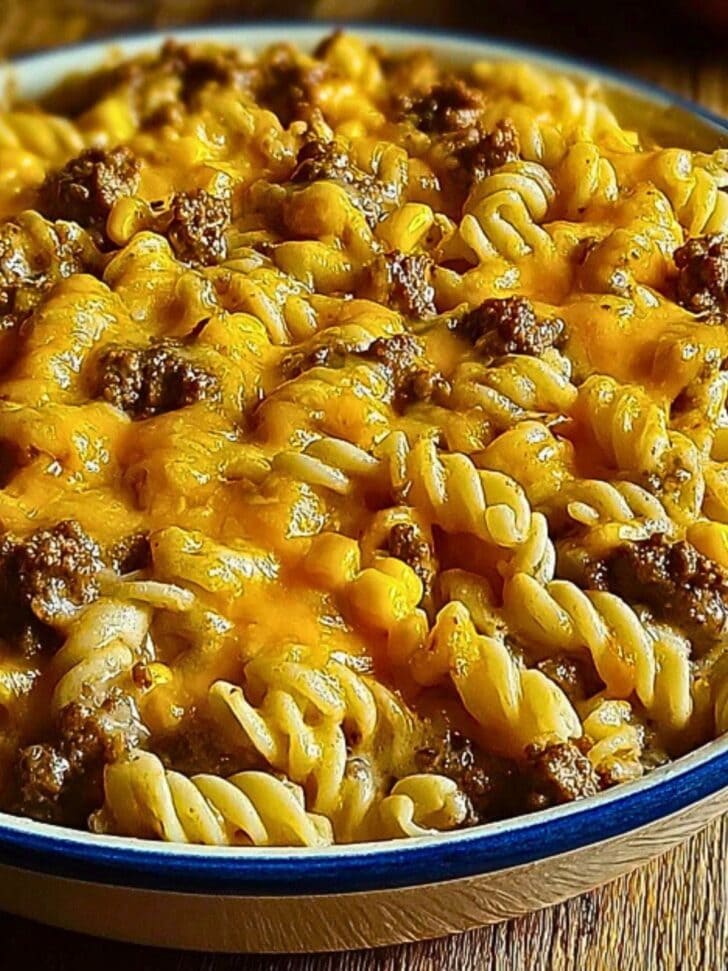 Cheesy Ranch Rotini Bake with Beef and Sweet Corn