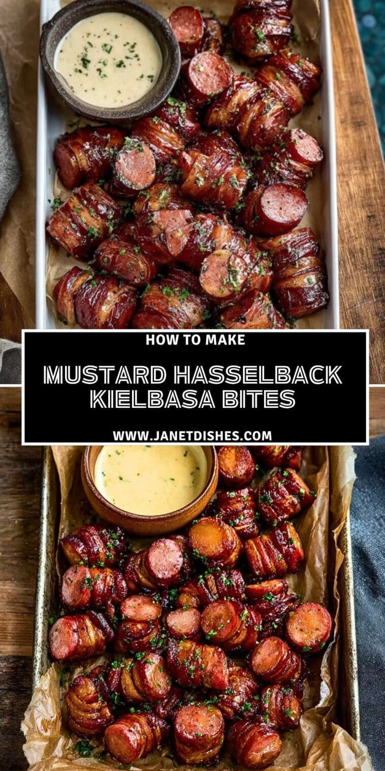 Mustard Hasselback Kielbasa Bites