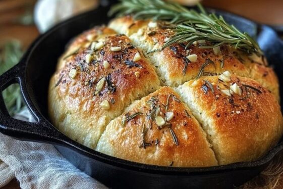 Rustic Garlic Rosemary Skillet Bread