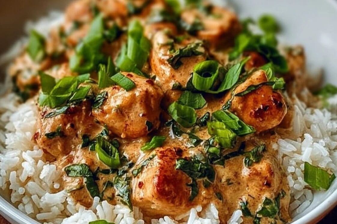 Spiced Coconut Basil Chicken with Rice