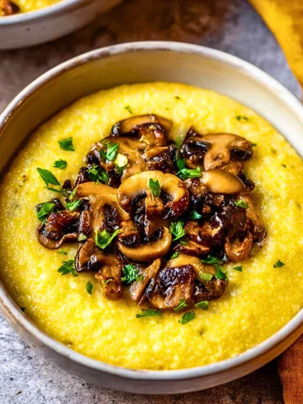 Creamy Garlic Polenta With Mushrooms
